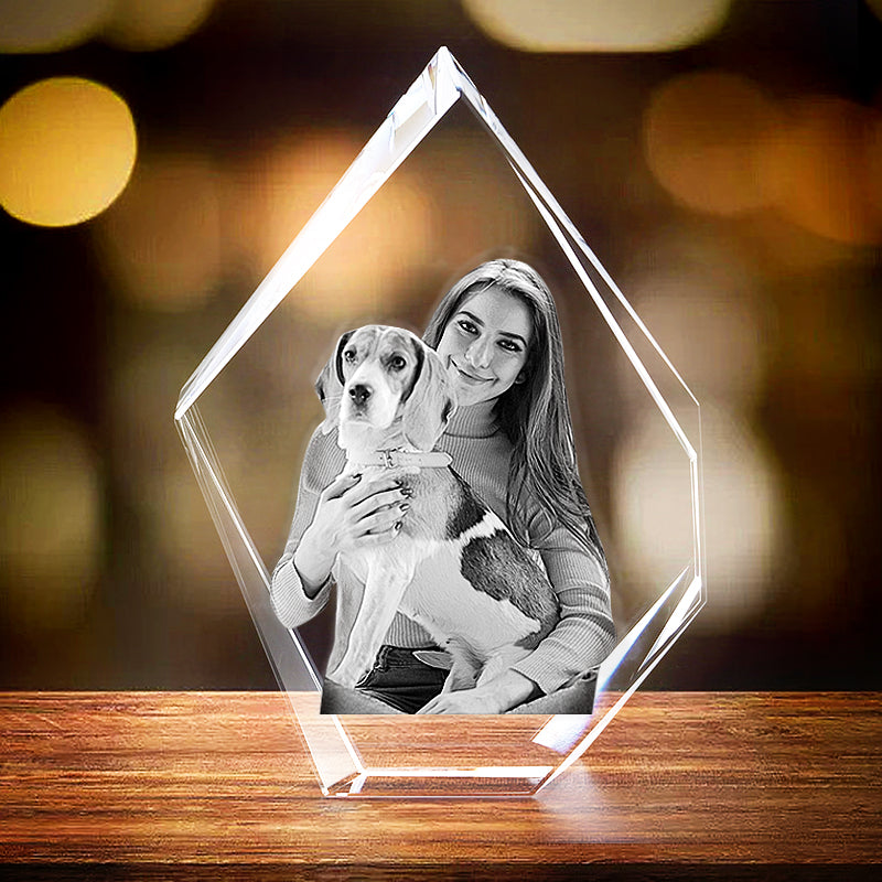 Custom Pet 3d Photos Crystal Prestige Dog Laser Etched Picture In Glas ...