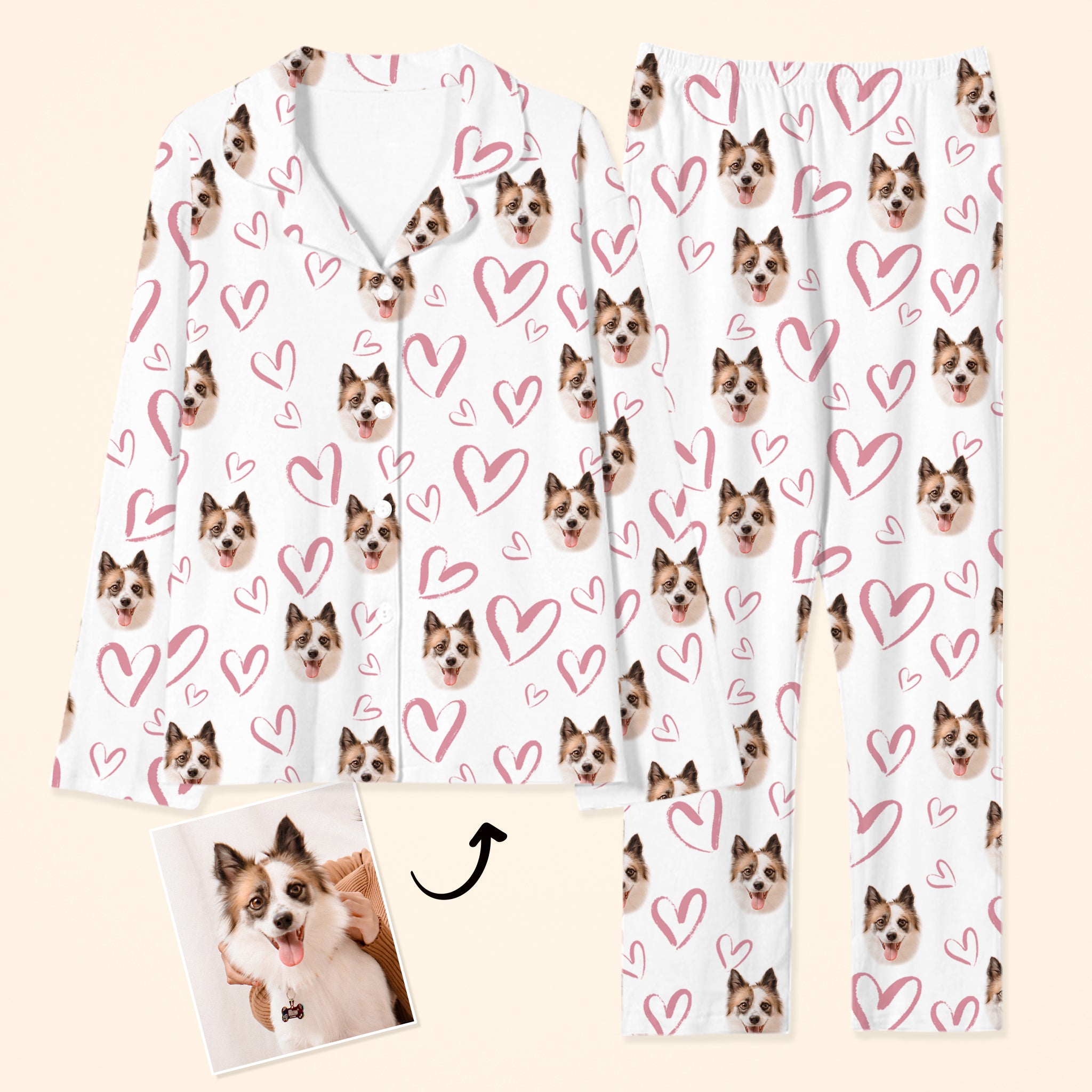 Personalized Pet Printed Pajamas with Picture of Your Dog for Pet Love ...