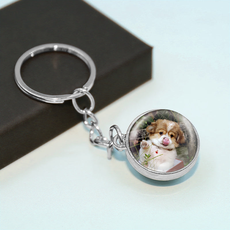 Custom Pet Double Sided Glass Ball Keychain | The Pet Pillow